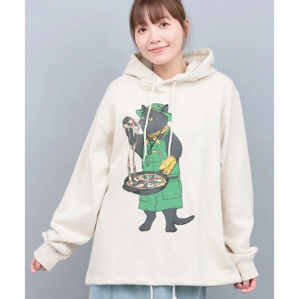 チチカカ（titicaca）/go slow caravan 裏毛スキレットピザ猫パーカー