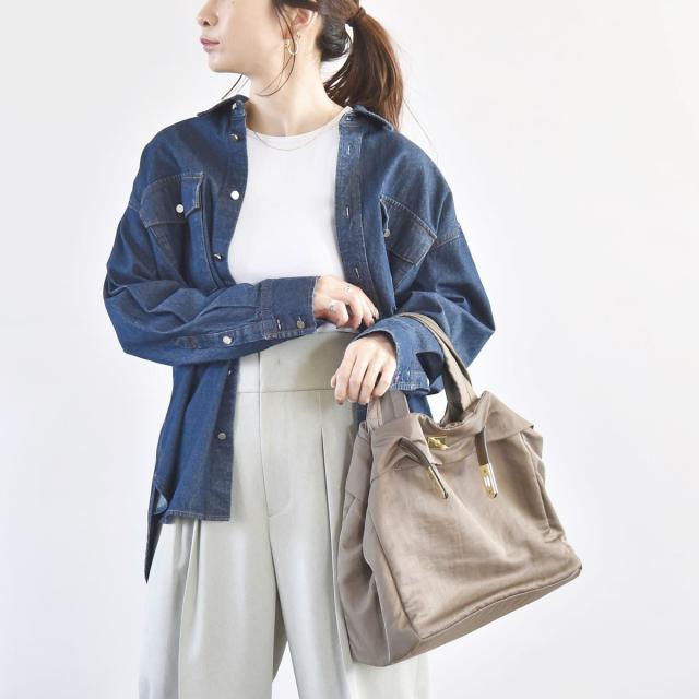 カランシエル（quaranciel）/quaranciel:〈洗濯機可能〉オーバー サイズ デニム シャツ