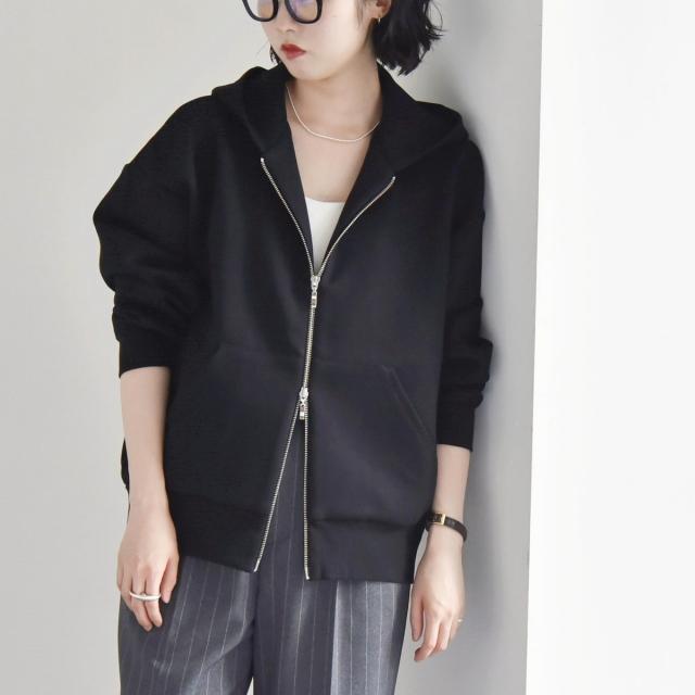 カランシエル（quaranciel）/《一部追加予約》quaranciel:〈洗濯機可能〉ポンチ ダブルジップ スウェット パーカー