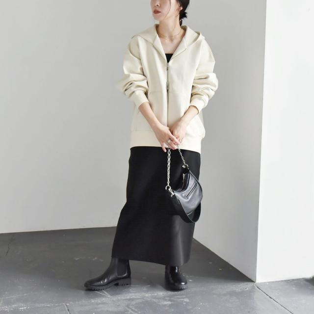 カランシエル（quaranciel）/《一部追加予約》quaranciel:〈洗濯機可能〉ポンチ ダブルジップ スウェット パーカー