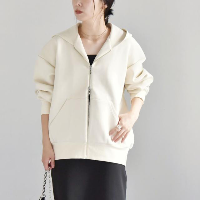 カランシエル（quaranciel）/《一部追加予約》quaranciel:〈洗濯機可能〉ポンチ ダブルジップ スウェット パーカー