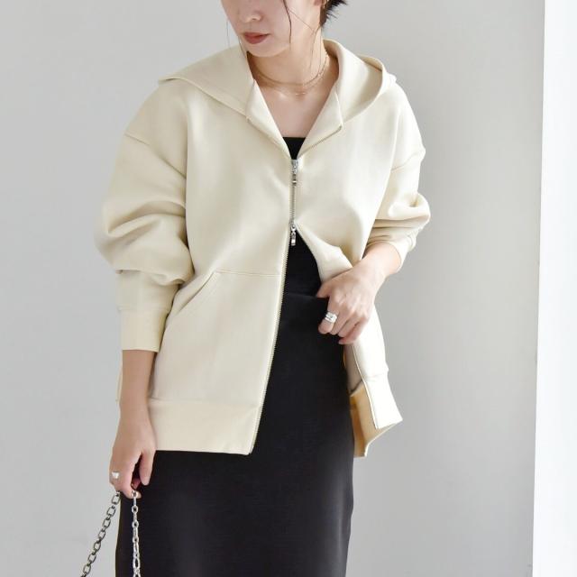 カランシエル（quaranciel）/《一部追加予約》quaranciel:〈洗濯機可能〉ポンチ ダブルジップ スウェット パーカー