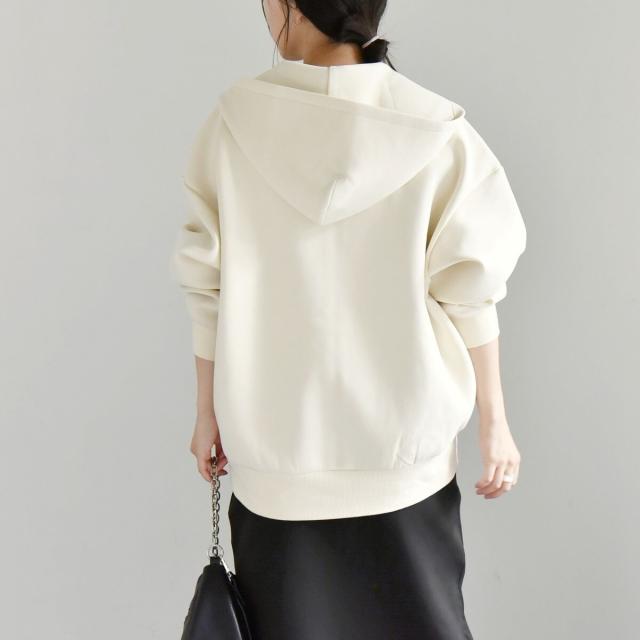 カランシエル（quaranciel）/《一部追加予約》quaranciel:〈洗濯機可能〉ポンチ ダブルジップ スウェット パーカー