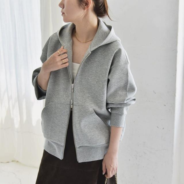 カランシエル（quaranciel）/《一部追加予約》quaranciel:〈洗濯機可能〉ポンチ ダブルジップ スウェット パーカー