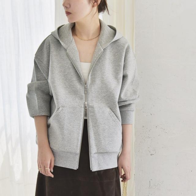 カランシエル（quaranciel）/《一部追加予約》quaranciel:〈洗濯機可能〉ポンチ ダブルジップ スウェット パーカー