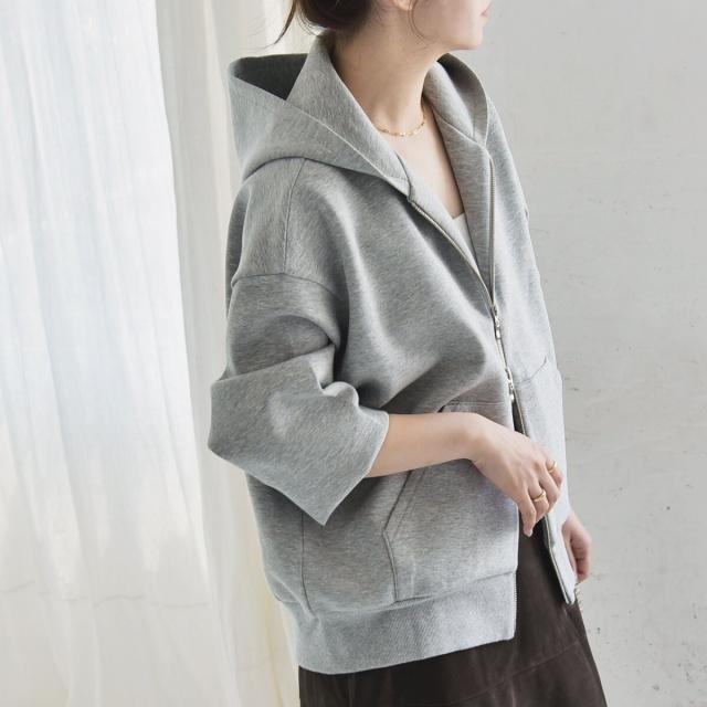 カランシエル（quaranciel）/《一部追加予約》quaranciel:〈洗濯機可能〉ポンチ ダブルジップ スウェット パーカー