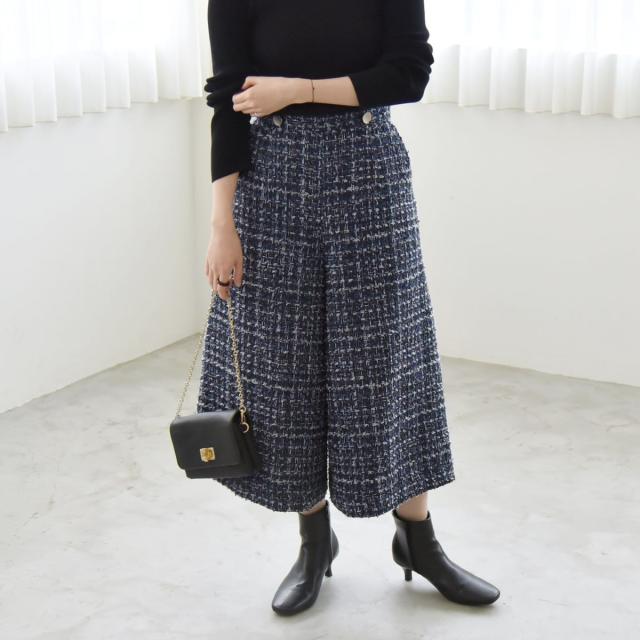 カランシエル（quaranciel）/quaranciel: ツイード クロップド パンツ（セットアップ対応）