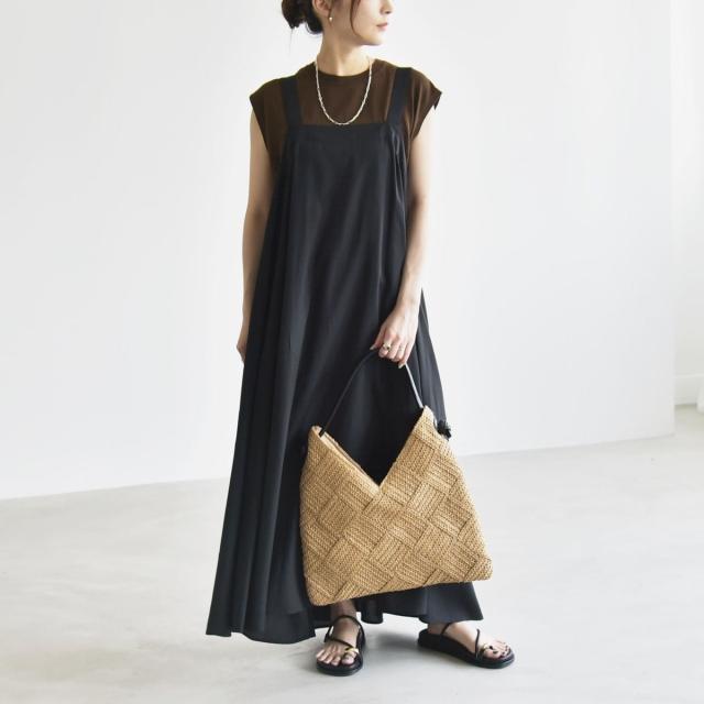 カランシエル（quaranciel）/quaranciel:〈手洗い可能〉バックオープン ギャザー フレア ジャンパー スカート