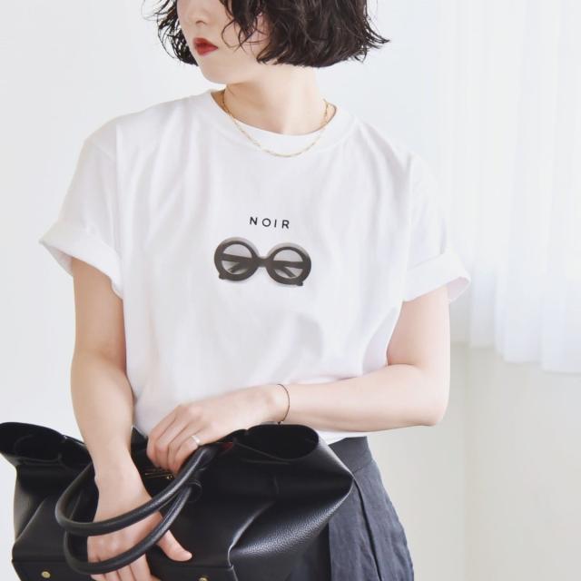 カランシエル（quaranciel）/ANGE IN DISGUISE:〈手洗い可能〉コットン フォト & ロゴ TEE