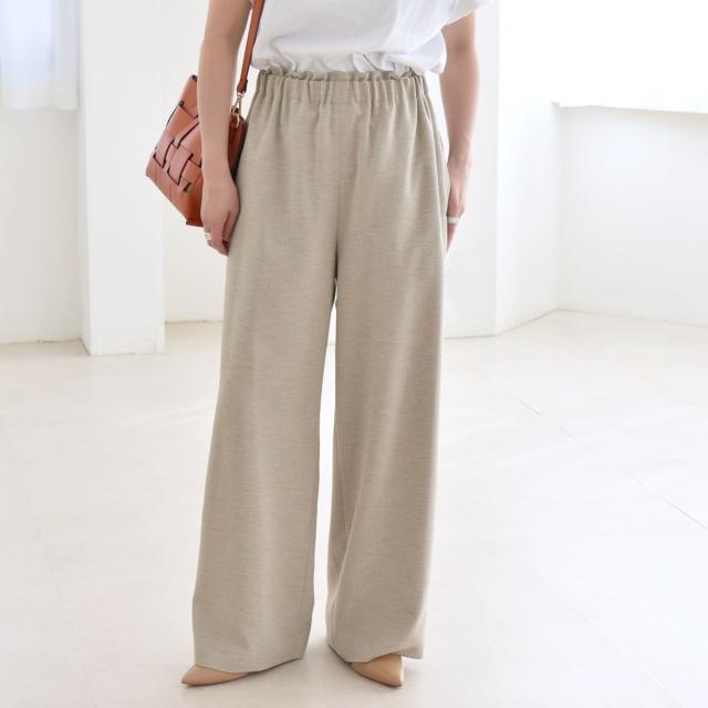 カランシエル（quaranciel）/quaranciel:〈洗濯機可能〉ウーステッド イージー ワイドパンツ