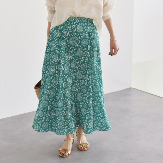 カランシエル（quaranciel）/quaranciel:〈洗濯機可能〉フラワー プリント マーメイド ロング スカート