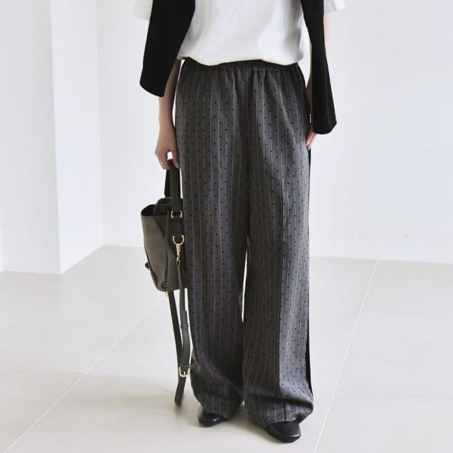 カランシエル（quaranciel）/quaranciel:〈洗濯機可能〉フロッキー ドット ストライプ ライン イージー パンツ