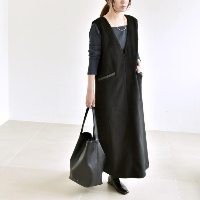 カランシエル（quaranciel）/quaranciel: ジャージー メルトン Vネック ジャンパー スカート