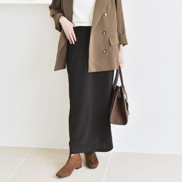 カランシエル（quaranciel）/quaranciel:〈手洗い可能〉カット ジョーゼット サイド ライン タイト スカート