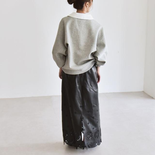 カランシエル（quaranciel）/《一部追加予約》quaranciel:〈洗濯機可能〉ポンチ ロゴプリント ポロ スウェット プルオー