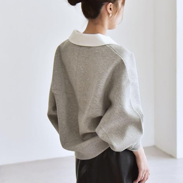 カランシエル（quaranciel）/《一部追加予約》quaranciel:〈洗濯機可能〉ポンチ ロゴプリント ポロ スウェット プルオー