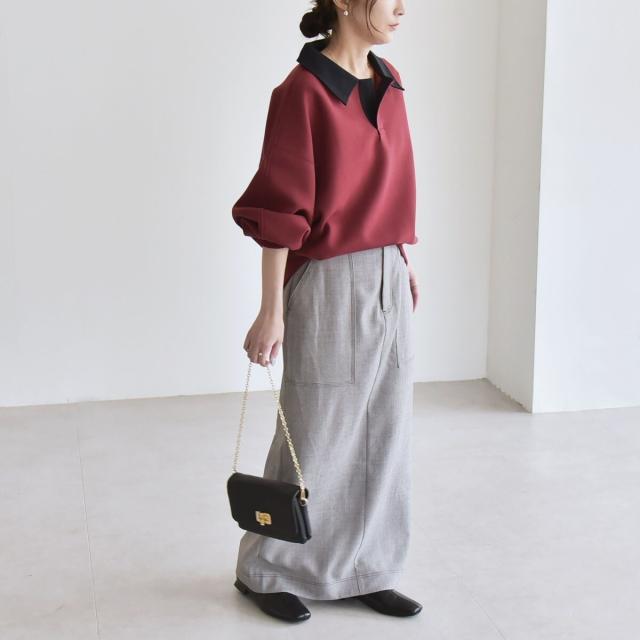 カランシエル（quaranciel）/《一部追加予約》quaranciel:〈洗濯機可能〉ポンチ ロゴプリント ポロ スウェット プルオー