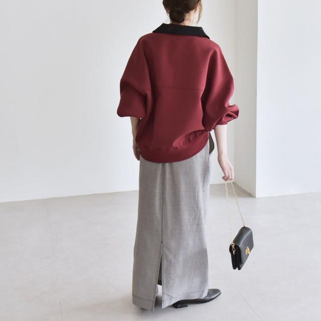 カランシエル（quaranciel）/《一部追加予約》quaranciel:〈洗濯機可能〉ポンチ ロゴプリント ポロ スウェット プルオー