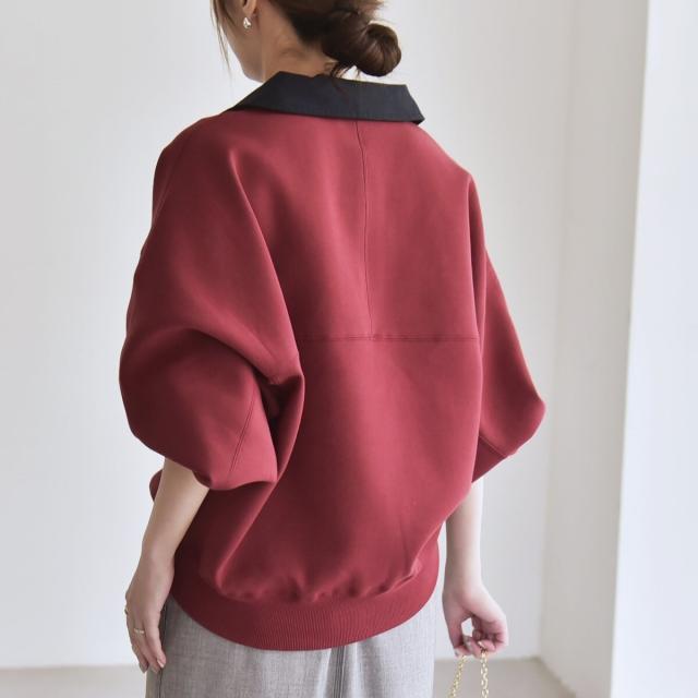 カランシエル（quaranciel）/《一部追加予約》quaranciel:〈洗濯機可能〉ポンチ ロゴプリント ポロ スウェット プルオー