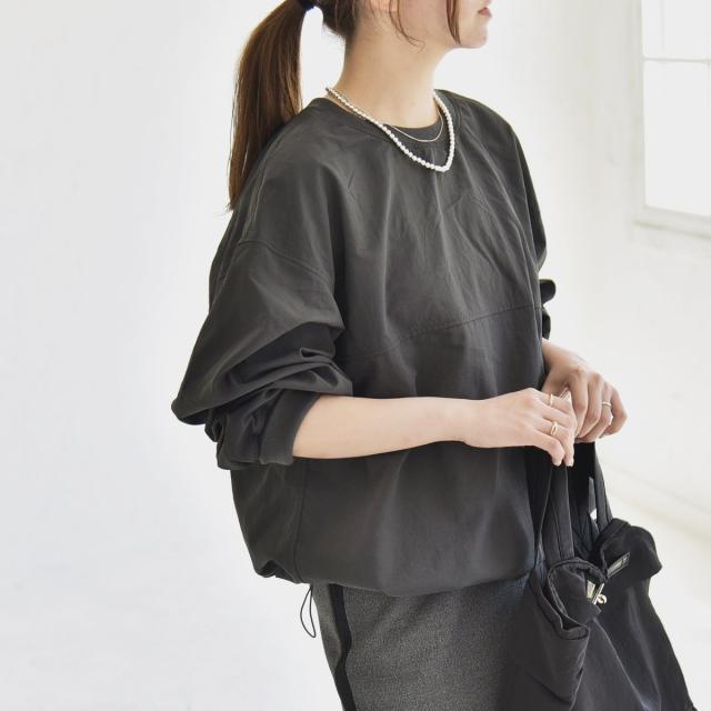 カランシエル（quaranciel）/quaranciel:〈多機能/洗濯機可能〉ナイロン タスラン ドロスト ルーズ プルオーバー