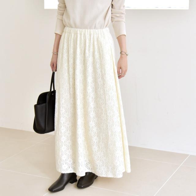 カランシエル（quaranciel）/quaranciel:〈洗濯機可能〉フラワー レース フレア スカート