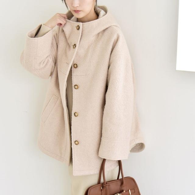 カランシエル（quaranciel）/quaranciel: スタンドカラー フーデット ミディ コート