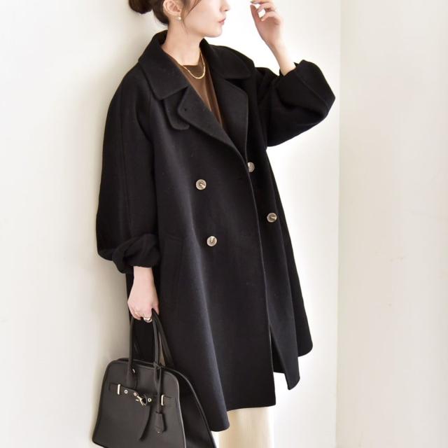 カランシエル（quaranciel）/《追加予約》quaranciel: リバー スタンド & テーラード ダブルブレスト Aライン コー