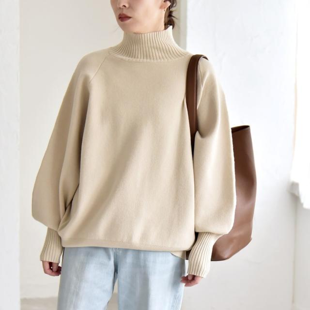 カランシエル（quaranciel）/quaranciel:〈洗濯機可能〉タートルネック ラグラン ロングリブ ニット プルオーバー