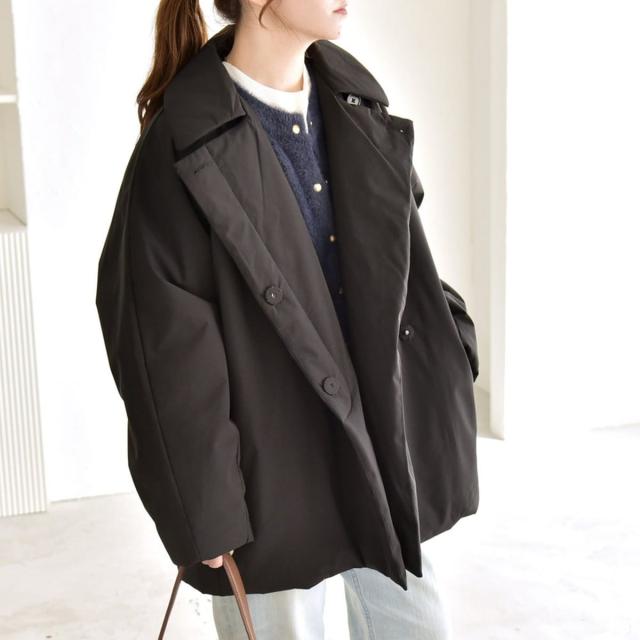 カランシエル（quaranciel）/quaranciel:〈撥水加工〉中綿 テーラード ミドル Wボタン ジャケット コート