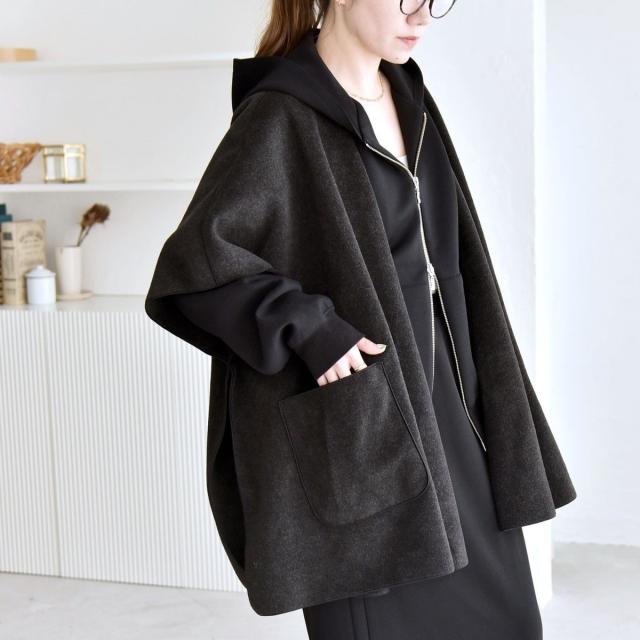 カランシエル（quaranciel）/quaranciel: ダブル パイル ニット ショート ポンチョ コート