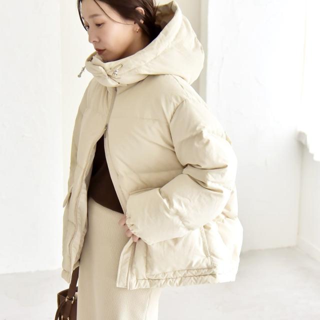 カランシエル（quaranciel）/quaranciel: フーディー & ハイネック 2way ショート ダウン ジャケット