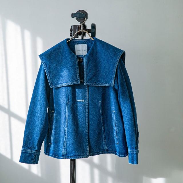 カランシエル（quaranciel）/《予約》quaranciel:〈洗濯機可能〉セーラーカラー デニム ジャケット