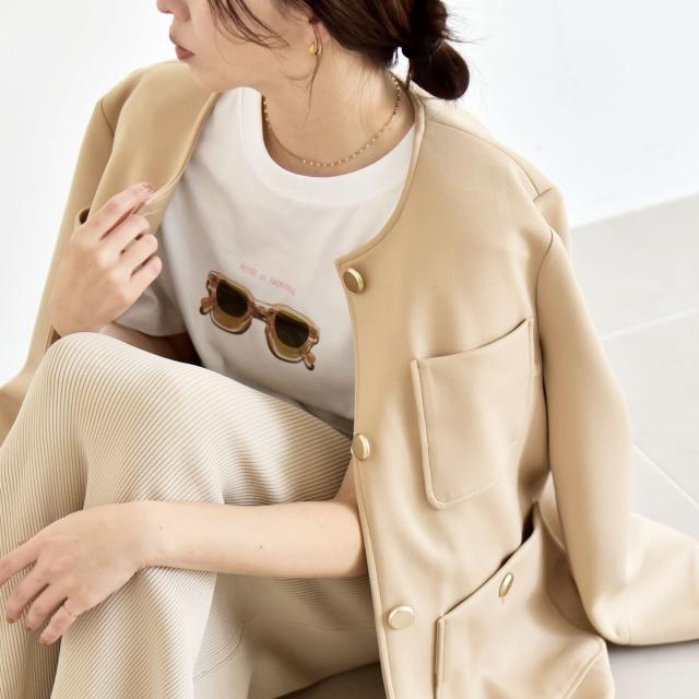 カランシエル（quaranciel）/《予約》quaranciel:〈手洗い可能〉ジャージー ポケット ノーカラー ジャケット