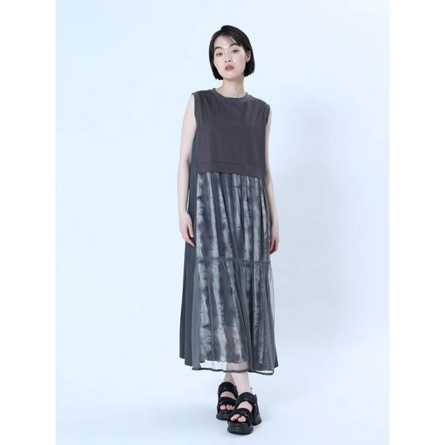 ラシュッド（LASUD）/柄レイヤードチュールワンピース