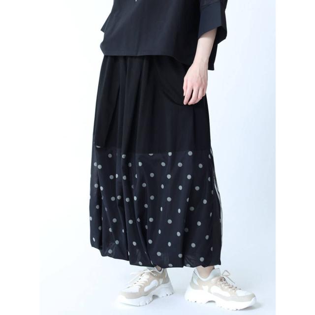 ラシュッド（LASUD）/ドットチュールバルーンスカート(BLACK)