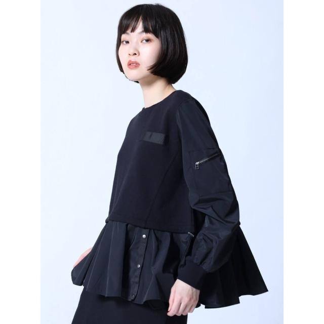 ラシュッド（LASUD）/サイドボタンフレアヘムカットソー