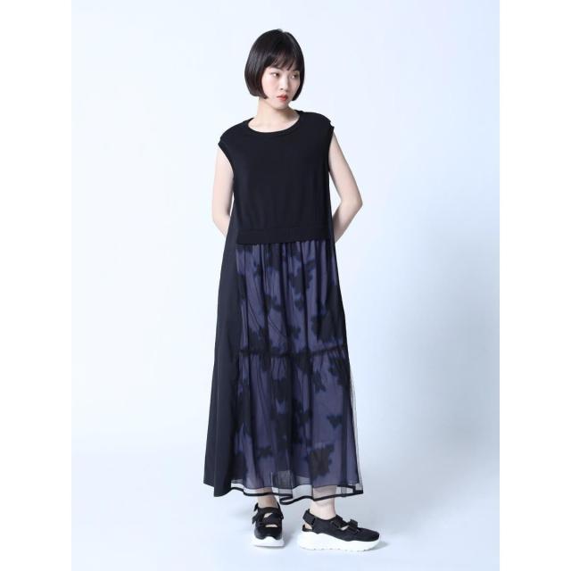 ラシュッド（LASUD）/チュールレイヤード柄ワンピース