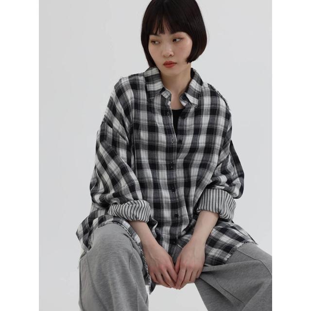 ラシュッド（LASUD）/カットオフチェックオーバーシャツ