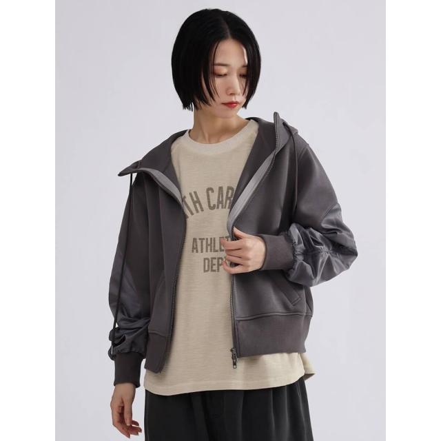 ラシュッド（LASUD）/ギャザースリーブジップアップパーカー