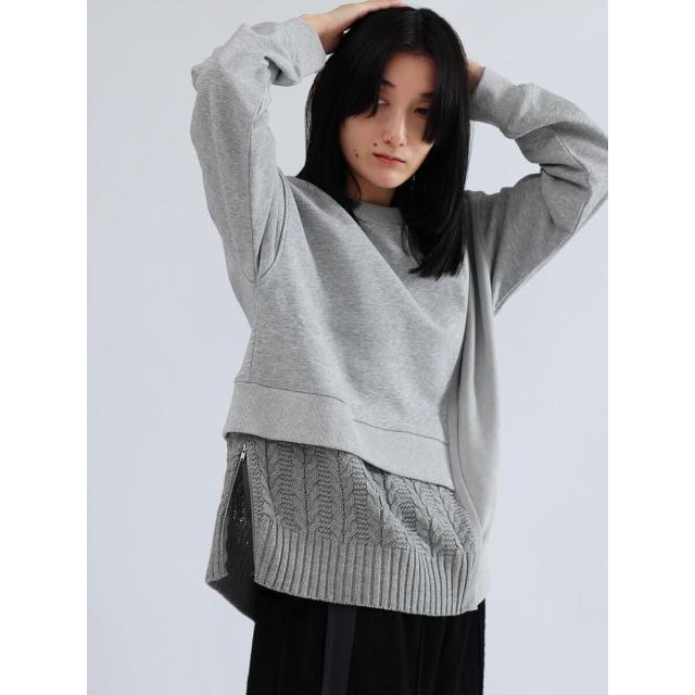 ラシュッド（LASUD）/ニットドッキングスウェットプルオーバー