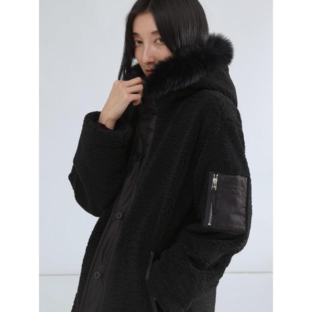 【NEW】ラシュッド（LASUD）/ファーフーデッドボアコート