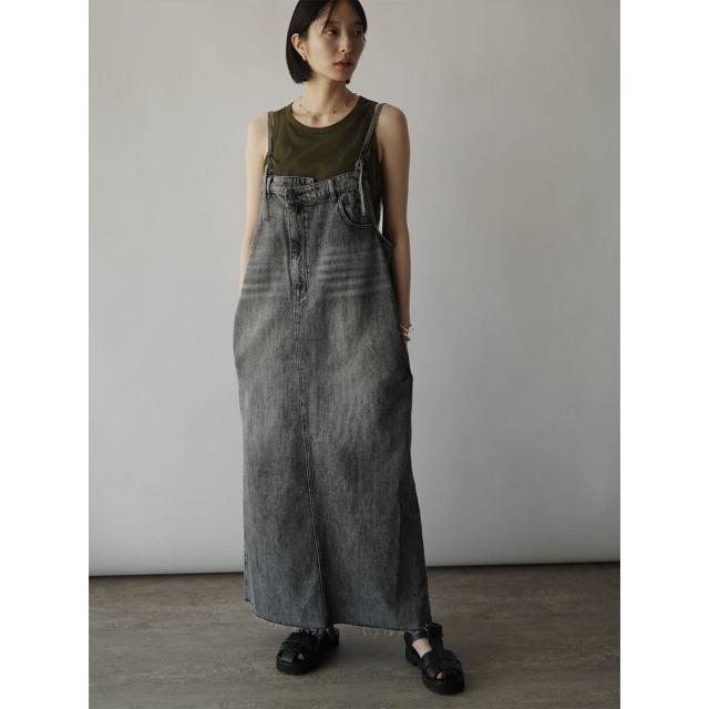 ラディエイト（RADIATE）/アシメフロントデニムジャンパースカート(light gray)