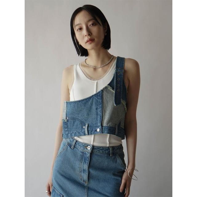 ラディエイト（RADIATE）/リメイク風アシメショルダーデニムビスチェ