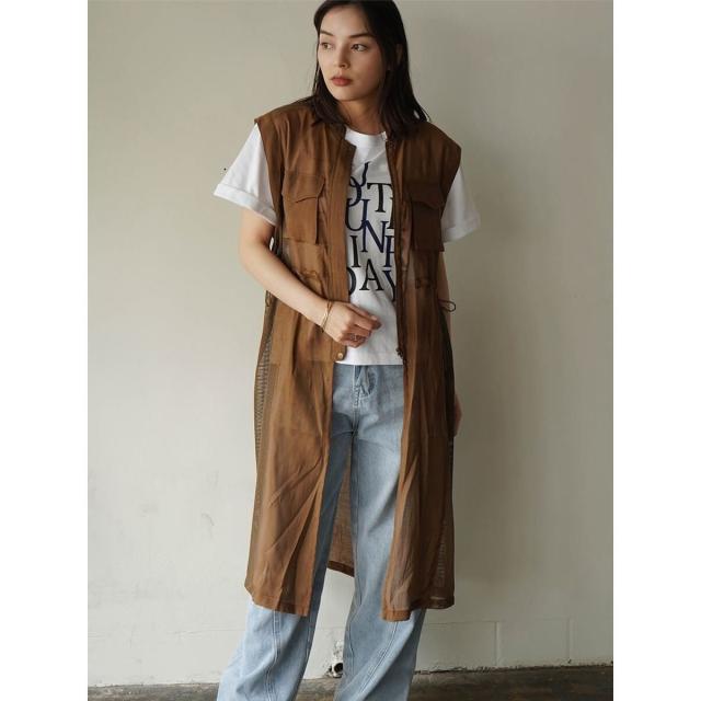 ラディエイト（RADIATE）/ミリタリードロストシアーロングジレ