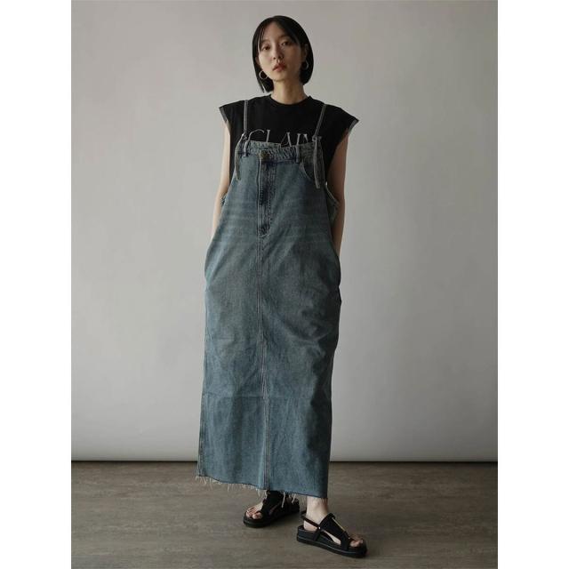 ラディエイト（RADIATE）/アシメフロントデニムジャンパースカート(blue)