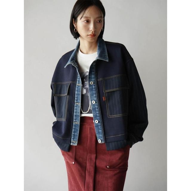 ラディエイト（RADIATE）/デニムドッキングピンストライプスウェットジャケット