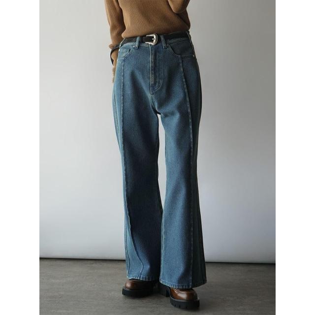 ラディエイト（RADIATE）/ラメピンタックフレアデニムパンツ