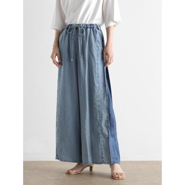 クローブ（CLOVE）/配色デザインテンセルデニムワイドパンツ