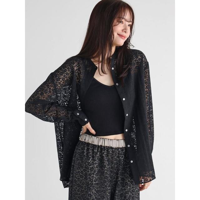 ヴァン（Vin）/アソートパターンシアーブラックシャツ