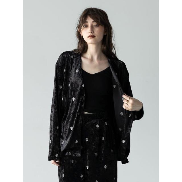 【NEW】ヴァン（Vin）/刺繍クラッシュベロアジャケット